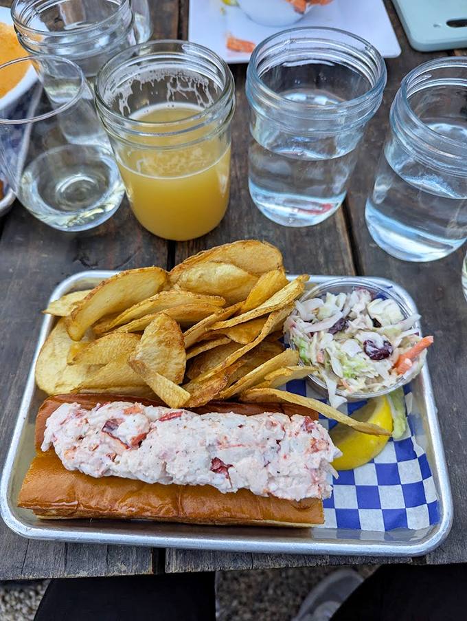 The Maine event: chunks of sweet lobster meat nestled in a buttery roll with house-made chips and slaw. Simplicity that speaks volumes.