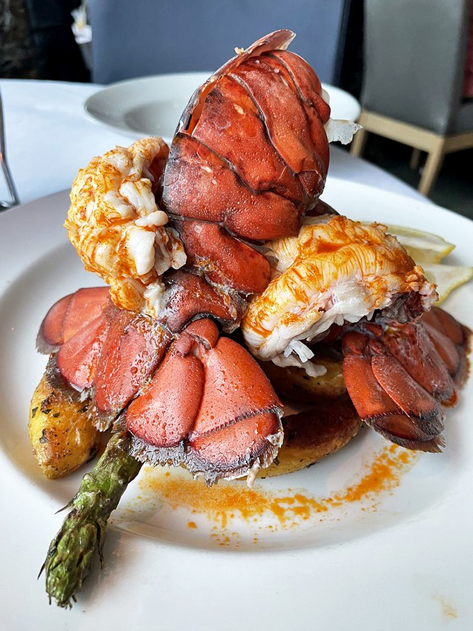 Lobster this perfectly prepared doesn't just make your mouth water&mdash;it makes your eyes tear up with joy. Ocean royalty served on a throne of asparagus.