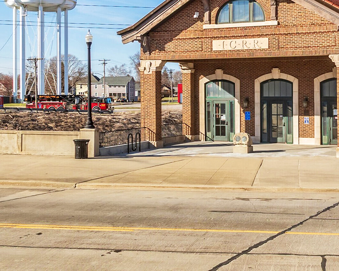 The historic brick depot stands as a testament to Mattoon's railroad roots, now welcoming visitors with small-town charm instead of steam whistles.