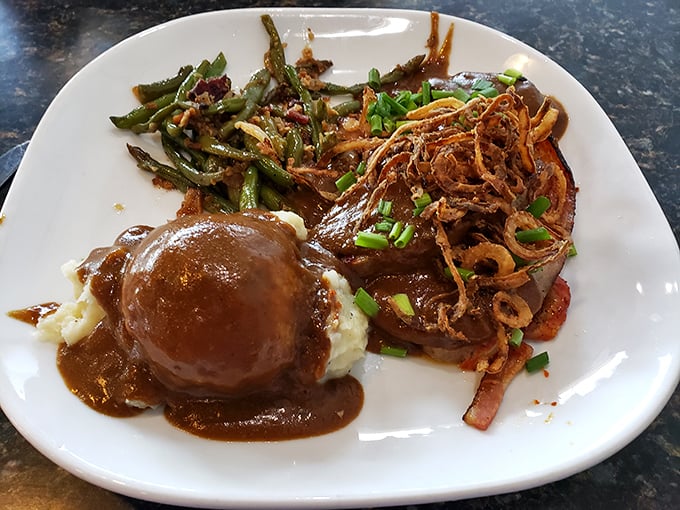 Behold the star of our show: meatloaf wrapped in bacon and bathed in Shiner Bock gravy. This isn't your grandmother's recipe&mdash;unless your grandmother was a culinary genius.