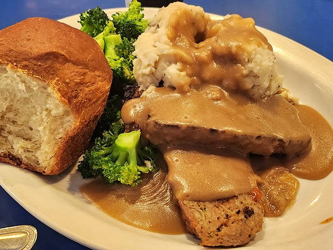 Meatloaf that makes you question every other meatloaf you've ever eaten. That gravy doesn't just talk&mdash;it sings a full Broadway number.