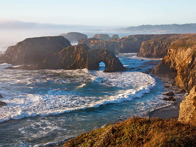 That's not a movie set&mdash;it's Mendocino's iconic sea arch, where the Pacific has spent millennia carving its masterpiece into the coastline.