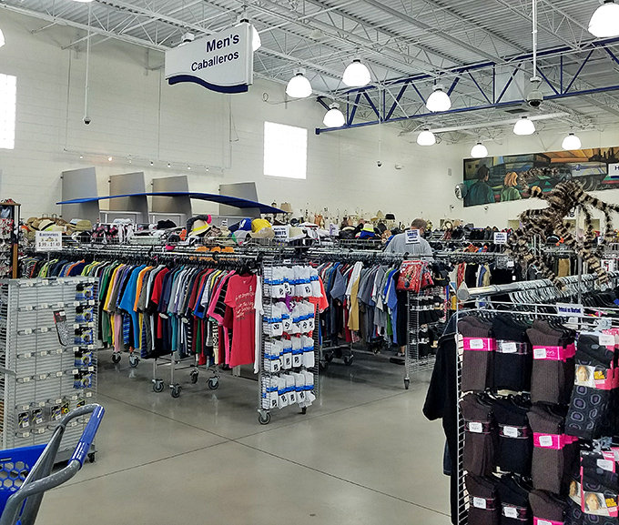 Men's clothing organized by type and size? It's like finding a unicorn in the thrift world. No more digging through chaotic piles hoping for a miracle fit!