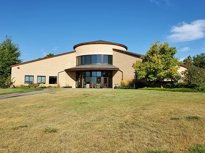 Modern curves meet prairie practicality at this contemporary community building, where form and function create a welcoming space for Williston residents.