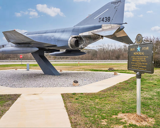 The Blue Star Memorial at Naval Air Station Meridian stands as a proud reminder of the city's military heritage and the veterans who call this affordable community home.