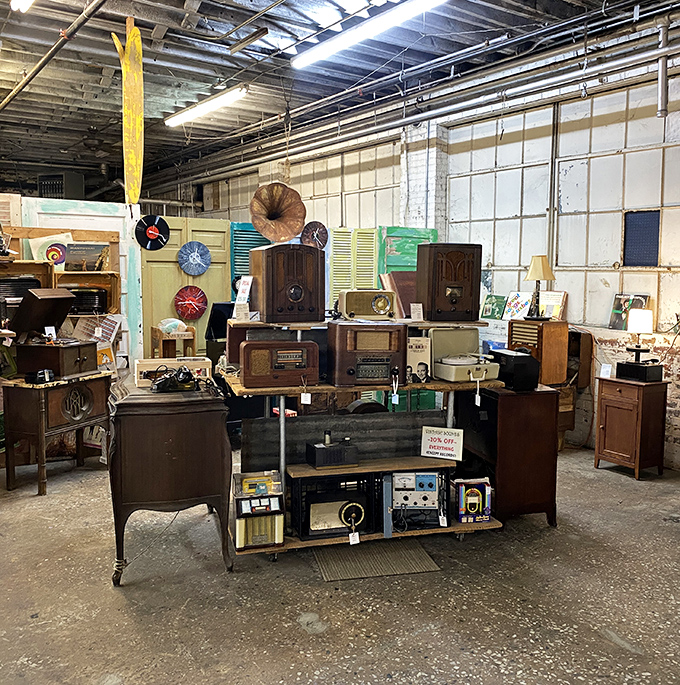 Audio time travel at its finest! These vintage radios and record players aren't just decorative&mdash;they're portals to evenings when families gathered around to listen together.