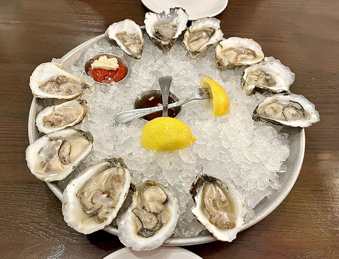 These oysters aren't just served&mdash;they're presented like the coastal jewels they are, a perfect circle of briny perfection waiting for a squeeze of lemon.
