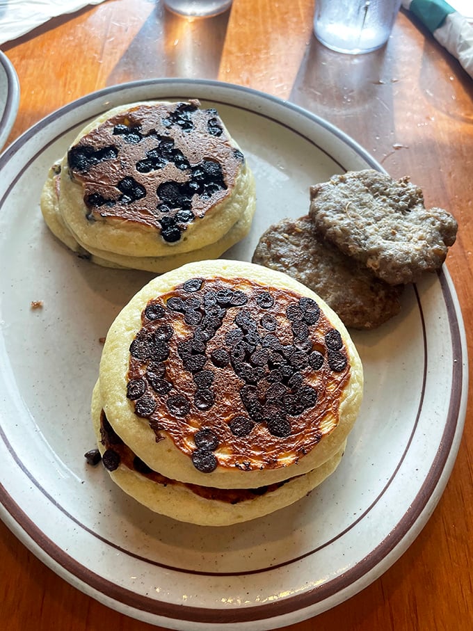 Three different pancake personalities on one plate &ndash; it's like "The Golden Girls" but in flapjack form.