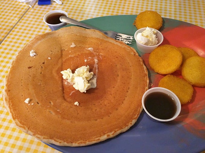 Behold the pancake that launched a thousand breakfast pilgrimages&mdash;golden, plate-sized, and waiting for its maple syrup baptism.