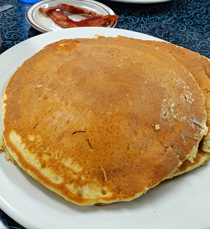 This pancake isn't just big &ndash; it's the size of a vinyl record and twice as satisfying. The kind that makes you want to cancel your plans for the day.