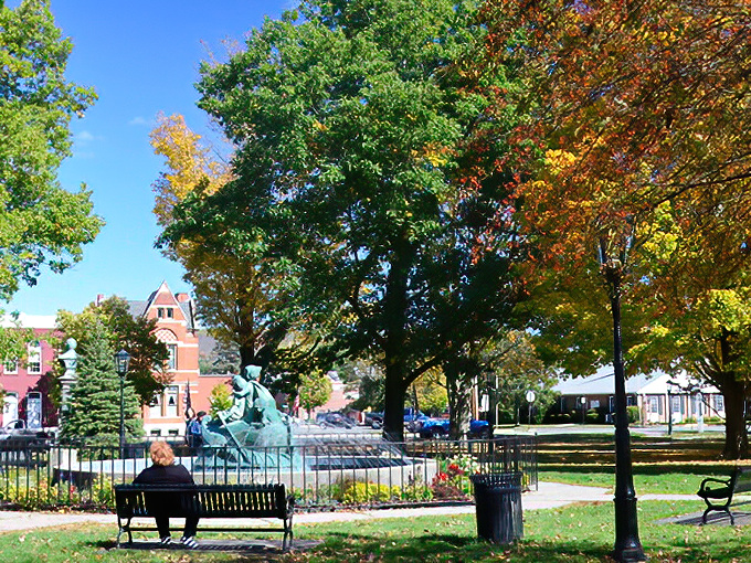 The Green isn't just a park—it's Wellsboro's living room, where locals gather around the fountain for gossip and respite.