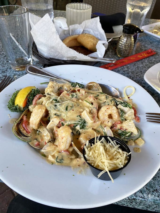 This creamy seafood pasta isn't just a meal&mdash;it's a religious experience. The kind that makes you close your eyes and forget your table manners.