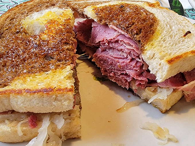 The pastrami doesn't just sit on the bread&mdash;it lounges luxuriously, like it's on vacation at a rye bread resort. This sandwich isn't food; it's architecture.