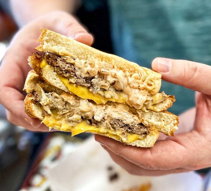 The star of the show: a patty melt that achieves that perfect harmony of beef, melted cheese, and caramelized onions between perfectly grilled bread.