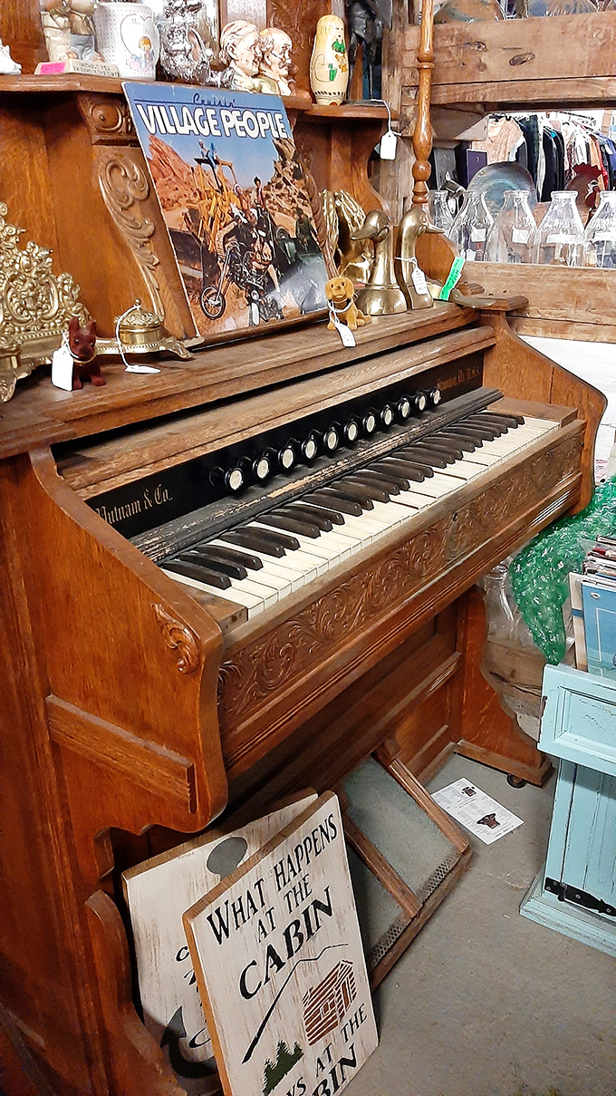 This isn't just a piano; it's a Village People album cover and a century of melodies waiting for new fingers to bring them back to life.