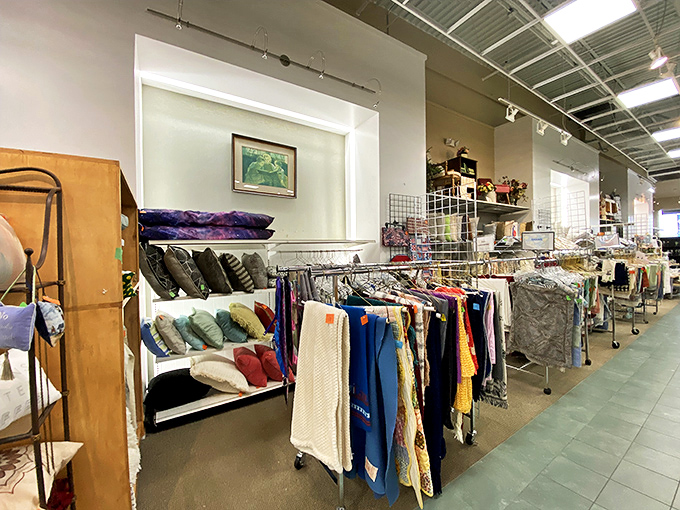 The clothing section stretches as far as the eye can see. Organized racks make hunting for that perfect piece less like searching for a needle in a haystack.