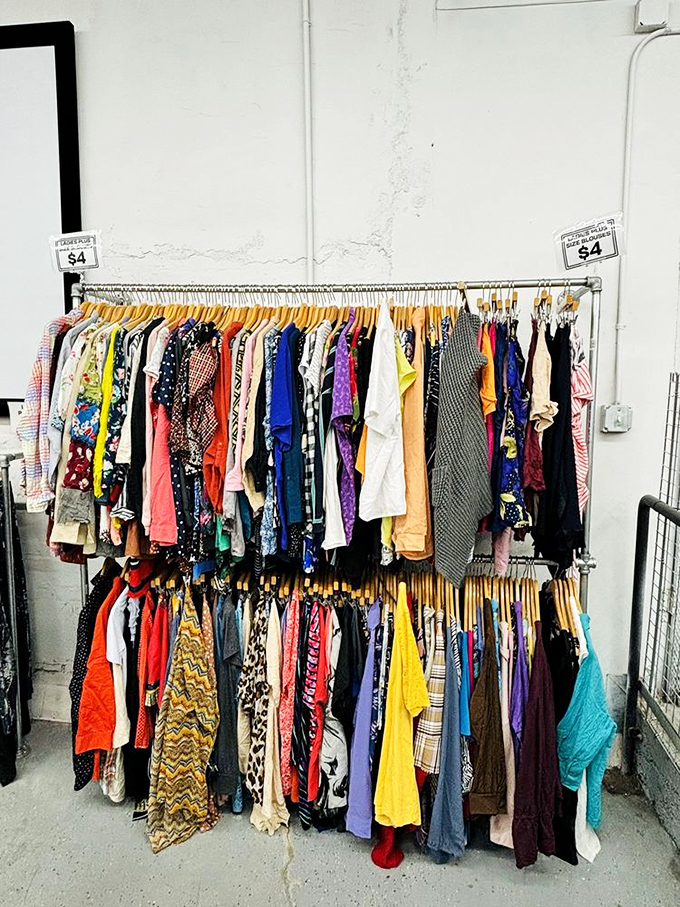 Bold patterns and colors cascade from these racks, proving that style doesn't require a trust fund.