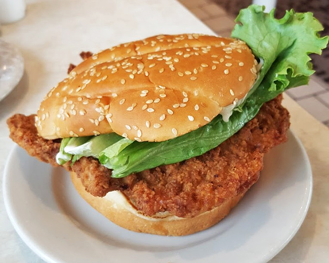 The legendary breaded pork tenderloin sandwich&mdash;where the meat requires its own zip code and the bun seems to be playing a supporting role at best.
