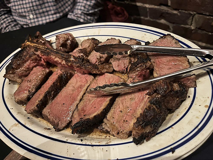 Behold the star of the show&mdash;a porterhouse cut and cooked to perfection. That gorgeous pink center surrounded by a masterfully charred crust is what steak dreams are made of.