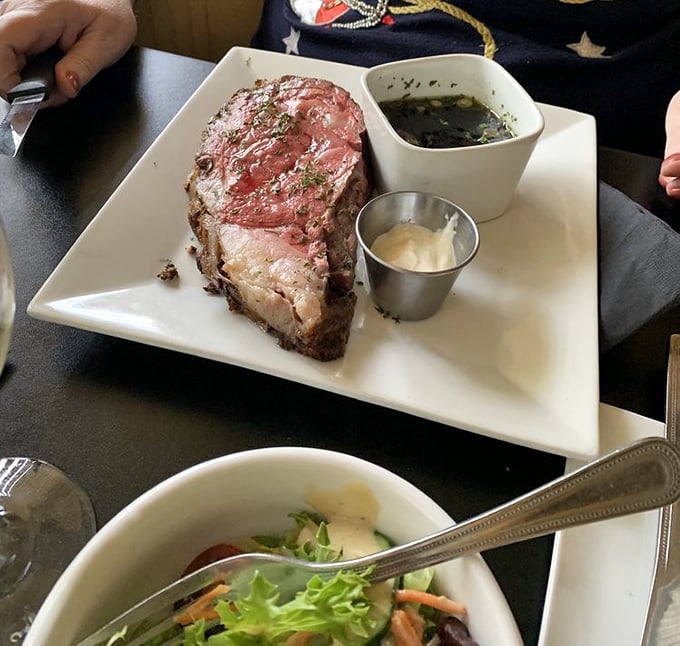 Behold the star attraction: prime rib so perfectly roasted it makes you wonder if you've been eating meat wrong your entire life.