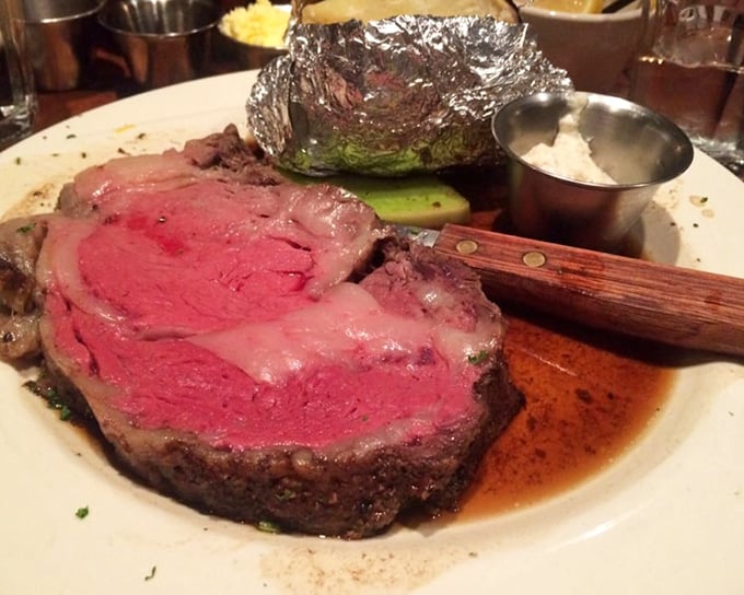 This prime rib isn't just cooked—it's been pampered, massaged, and treated better than most of us on vacation. The rosy interior whispers, "Worth every penny."