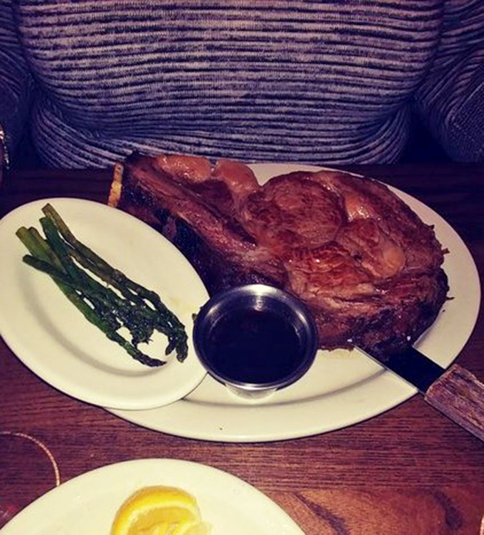 This prime rib isn't just dinner&mdash;it's an event. Served with asparagus and au jus, it's the kind of meal that makes vegetarians question their life choices.