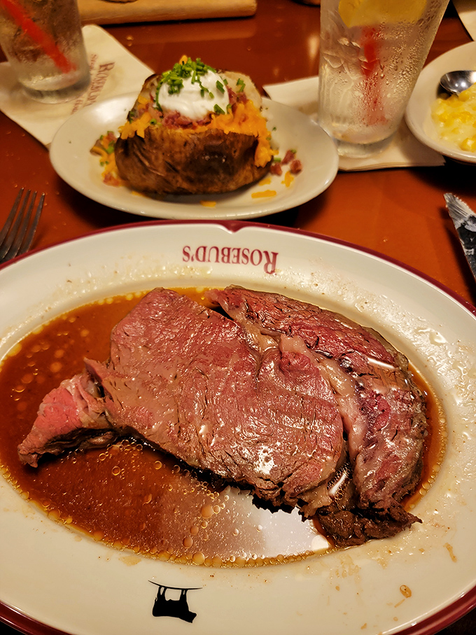 Behold the star of the show! This prime rib, bathed in its natural juices, doesn't just meet expectations&mdash;it creates entirely new ones.