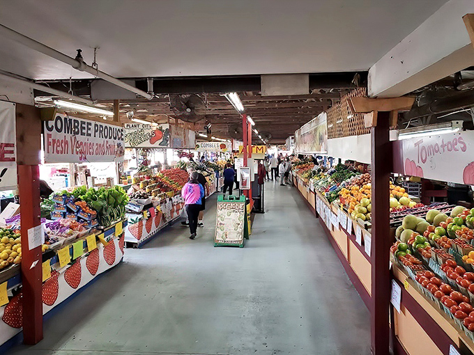 A produce paradise where fruits and vegetables are displayed like edible works of art, putting supermarket offerings to shame.