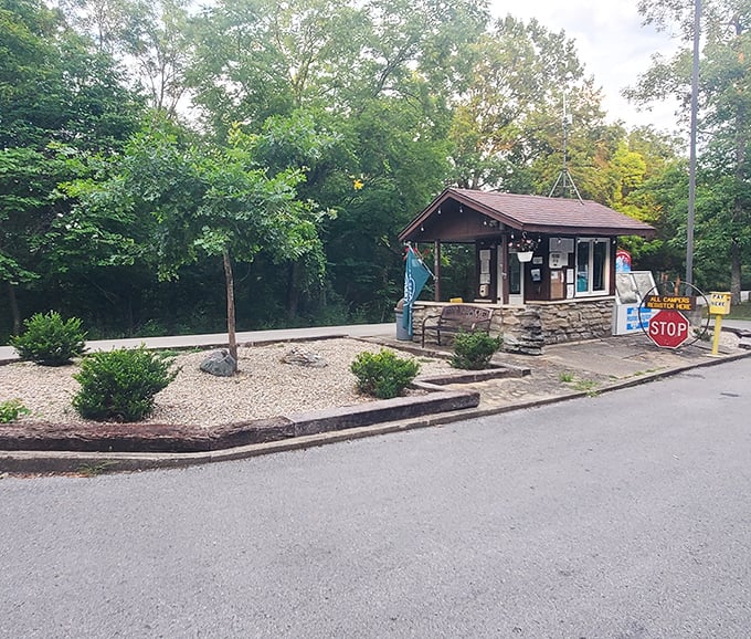 The entrance booth &ndash; where adventures begin and city stress ends. Your passport to Kentucky's natural splendor awaits just beyond.