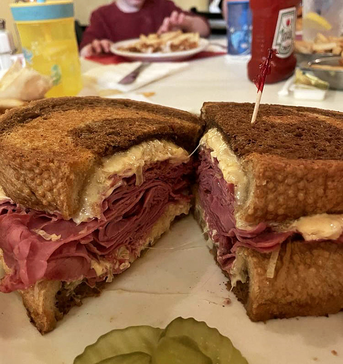 Behold the crown jewel: Emil's Reuben in all its glory. That perfect stack of corned beef isn't just a sandwich&mdash;it's architecture with flavor.