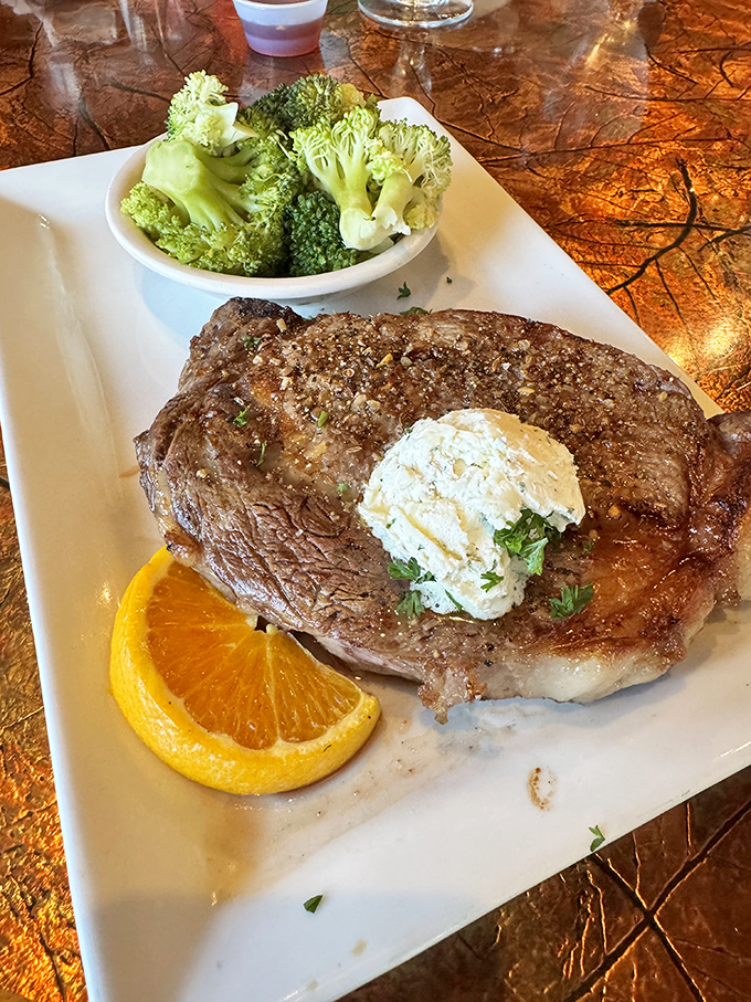 Steak perfection doesn't need fancy tricks. This beautifully seared ribeye with compound butter could make a vegetarian question their life choices.
