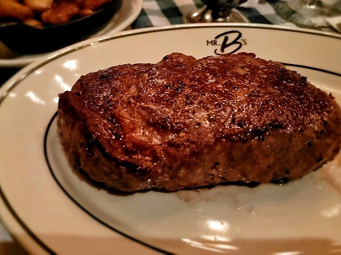 Behold the star of the show: a perfectly seared ribeye that makes vegetarians question their life choices. This isn't just meat&mdash;it's a masterpiece.