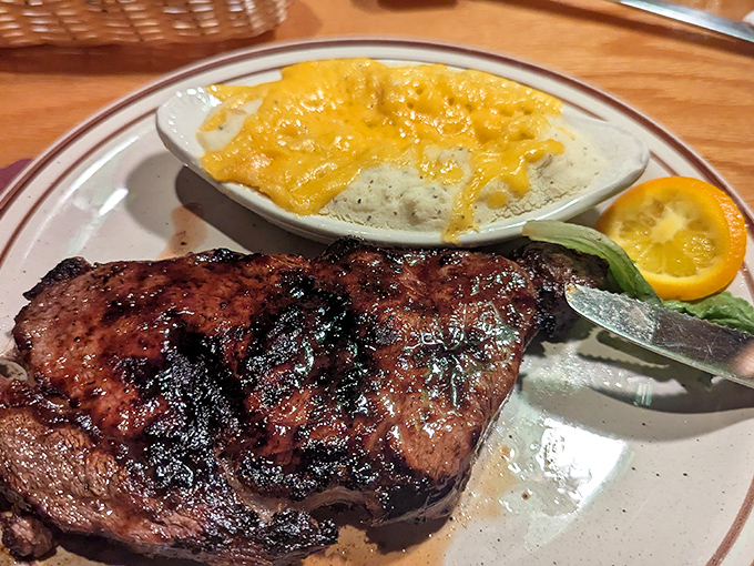 This perfectly seared ribeye isn't just dinner&mdash;it's edible performance art with a side of cheesy potato goodness that would make any cardiologist nervously clear their throat.