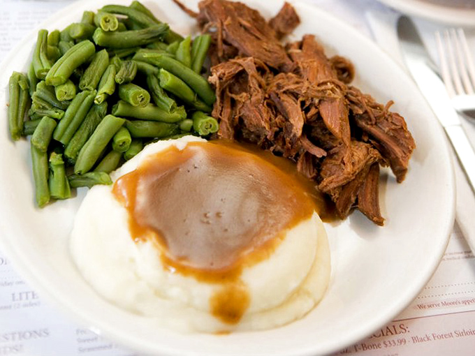 This isn't just roast beef&mdash;it's a tender, slow-cooked masterpiece with mashed potatoes that could make a grown man weep. Comfort on a plate.
