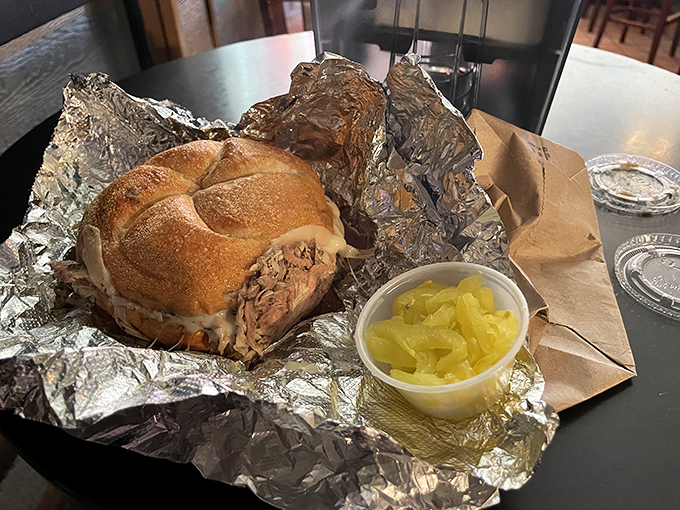 Foil-wrapped perfection waiting to be unveiled. This sandwich doesn't need Instagram filters&mdash;it's been making mouths water since before social media existed.