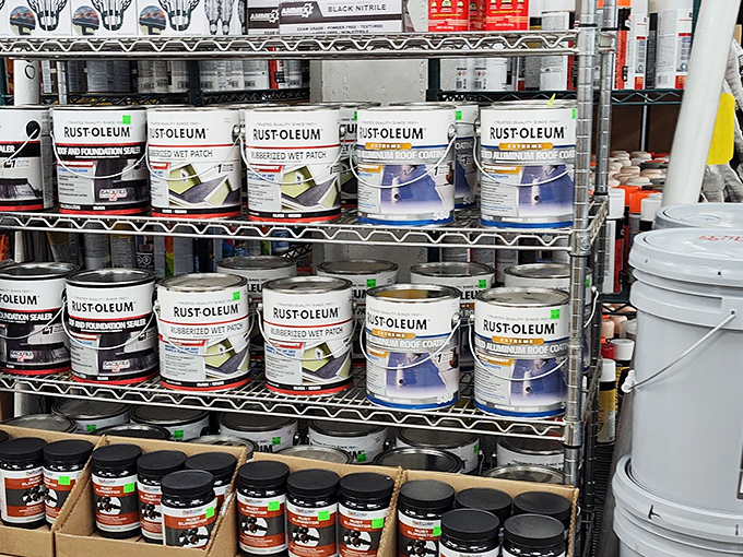 Paint paradise! Rows of Rust-Oleum possibilities just waiting to transform your weekend project from "meh" to "magnificent."