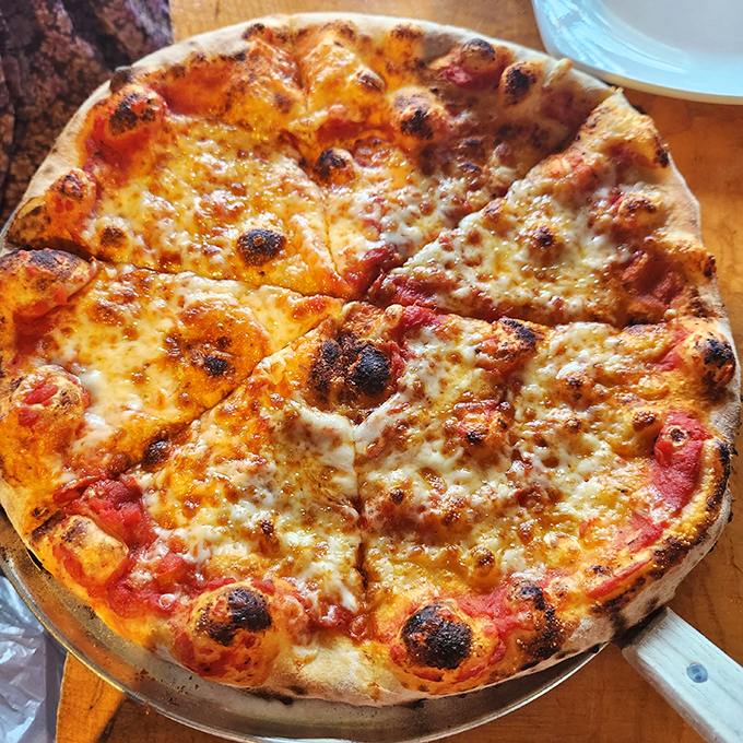 This isn't just pizza &ndash; it's edible art with a PhD in flavor. Those char marks are nature's way of saying "you're welcome."