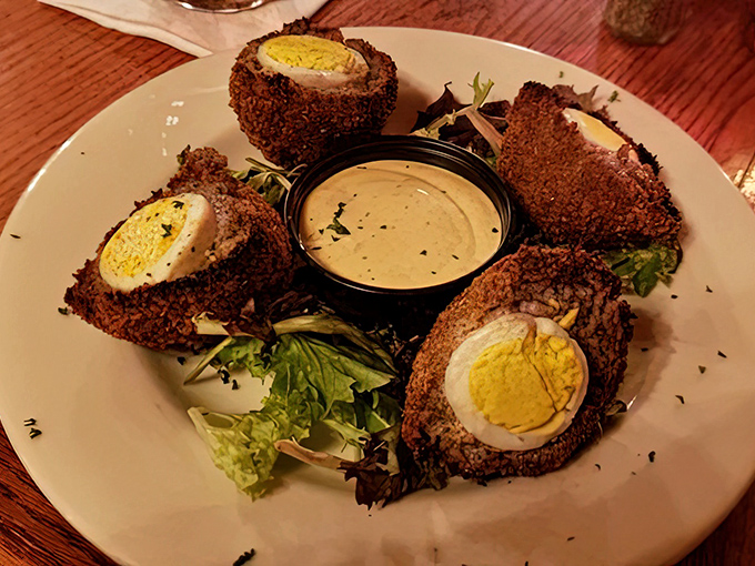 Behold the star attraction – McGrath's Scotch eggs with their perfectly crisp exterior giving way to savory sausage and that glorious golden yolk center.