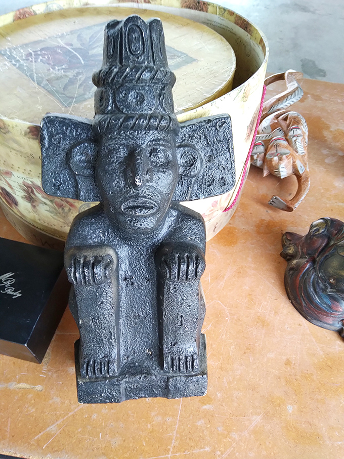 Ancient-looking figurines remind you that flea markets are basically archaeology, except you can actually take stuff home.