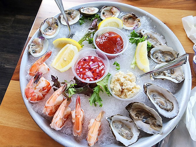 Raw bar perfection on ice &ndash; where oysters, clams, and shrimp gather for what might be the world's most delicious social distancing arrangement.