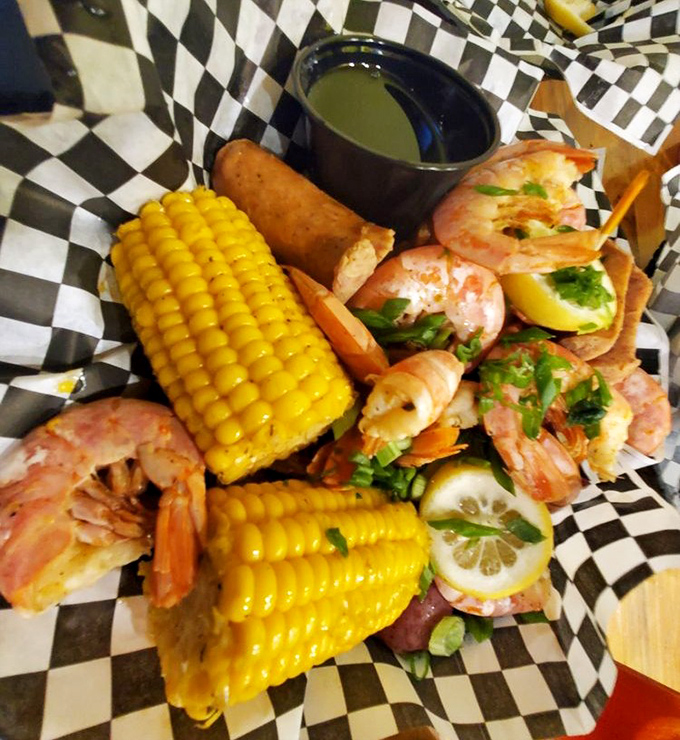 A seafood boil that doesn't just feed you but tells a story of the Gulf &ndash; with corn and shrimp playing the delicious main characters.