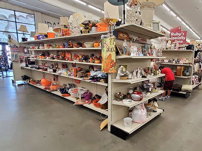 Fall decorations and collectibles create a seasonal treasure trove. One person's discarded pumpkin figurine becomes another's perfect autumn centerpiece.