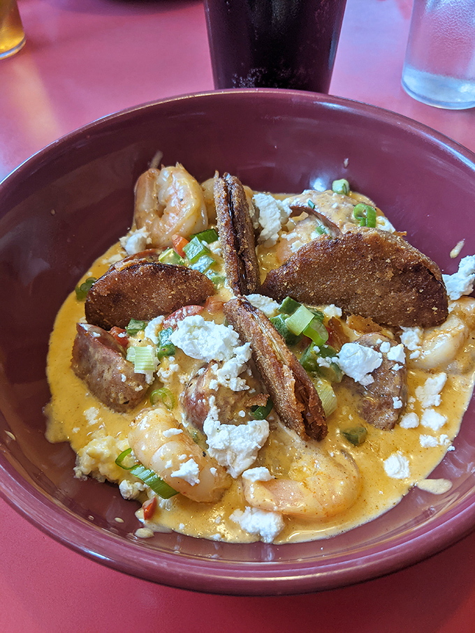 Behold the star of the show&mdash;shrimp and grits so heavenly, you'll want to frame the empty bowl as a souvenir.