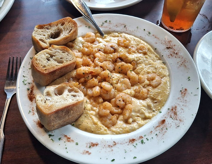 Shrimp and grits that would make a Charleston chef weep with joy. Creamy, dreamy comfort food with a maritime upgrade.