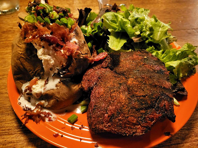 That perfect crust on the sirloin isn't an accident&mdash;it's oak-fired alchemy. The side salad is just there to make you feel virtuous.