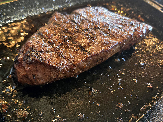 Behold the sirloin in all its glistening glory &ndash; a masterpiece of meat that makes vegetarians question their life choices.