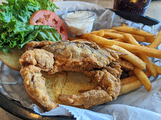The holy grail of Maryland cuisine: a soft shell crab sandwich where the legs stick out like they're waving hello before saying a delicious goodbye.