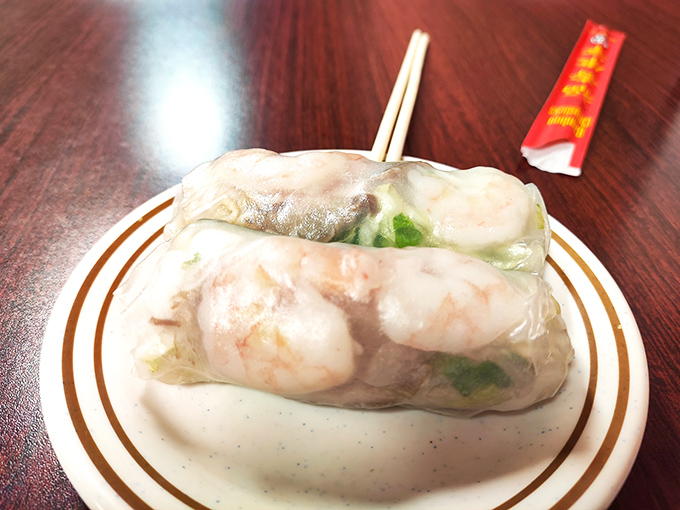 These translucent spring rolls reveal plump shrimp through their delicate rice paper wrappers &ndash; edible stained glass windows to flavor paradise.
