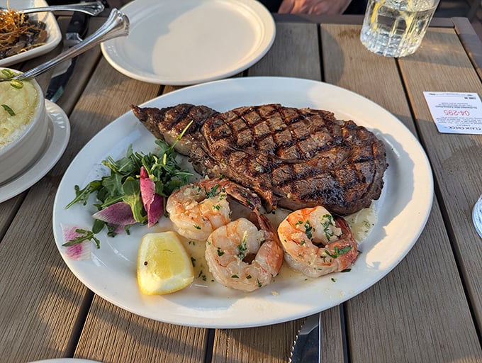 This isn't just a steak&mdash;it's a masterpiece of timing and temperature, accompanied by perfectly seared shrimp.