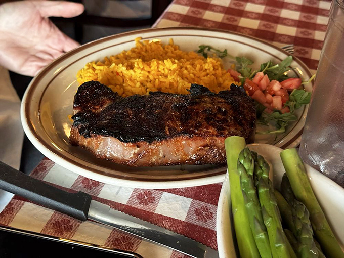 This isn't just a steak &ndash; it's a masterclass in simplicity. Perfectly charred exterior, tender pink interior, and sides that know their supporting role.